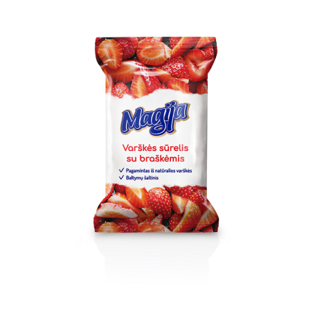 Varškės sūrelis Magija su braškėmis, 100g